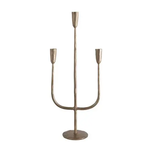 STORIED HOME Hand-forged Metal Candelabra - Brass