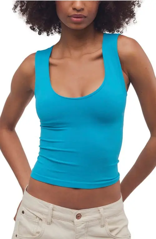 Free People Clean Lines Seamless Crop Muscle Tank - Hyper Teal