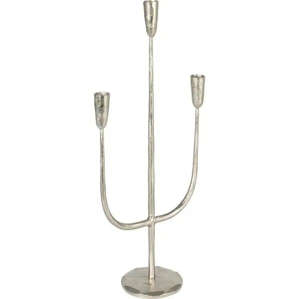 STORIED HOME Hand-forged Metal Candelabra - Silver