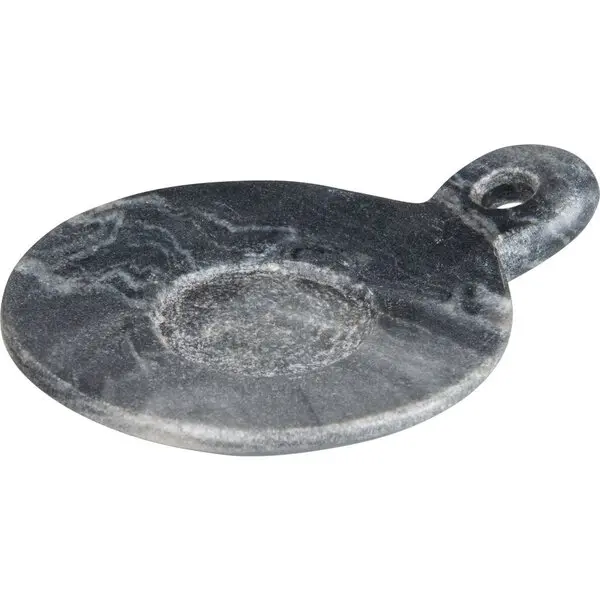 STORIED HOME Hand-carved Marble Dish With Handle - Grey