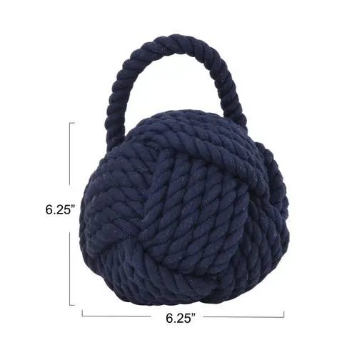 STORIED HOME Nautical Rope Knot Decorative Cotton Door Stop