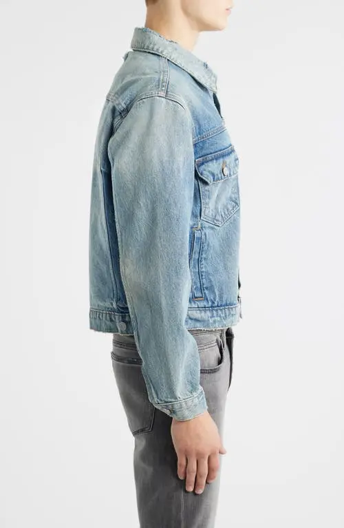 FRAME Distressed Denim Trucker Jacket