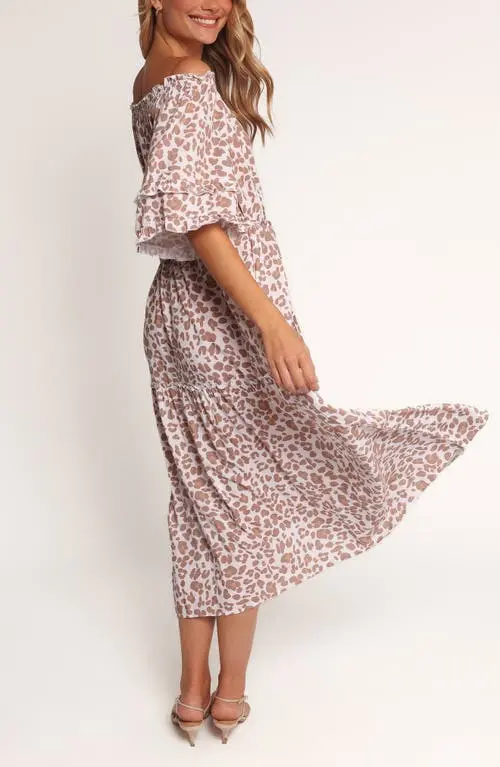 PETAL & PUP Rhody Leopard Print Off-the-shoulder Maxi Dress