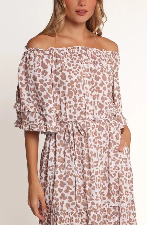 PETAL & PUP Rhody Leopard Print Off-the-shoulder Maxi Dress