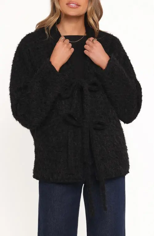 PETAL & PUP Bow Detailed Oversized Cardigan - Black