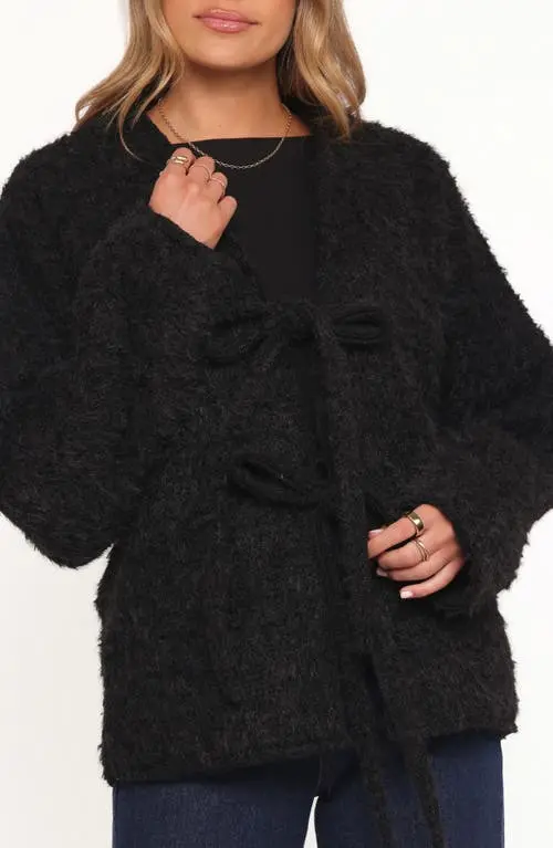 PETAL & PUP Bow Detailed Oversized Cardigan - Black