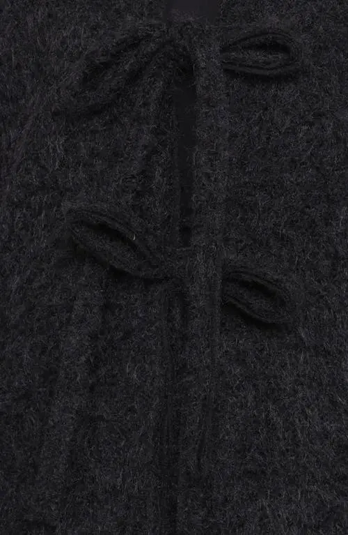 PETAL & PUP Bow Detailed Oversized Cardigan - Black