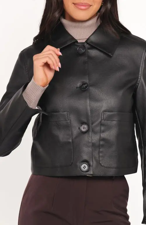 PETAL & PUP Faux Leather Cropped Jacket
