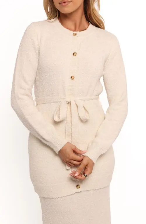 PETAL & PUP Charmelle Tie-waist Bouclé Cardigan