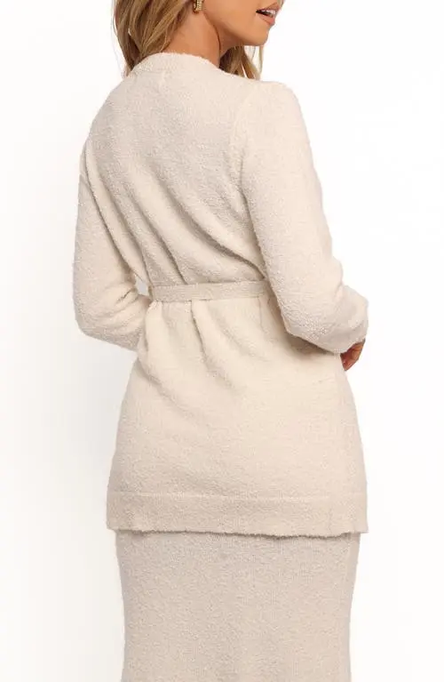 PETAL & PUP Charmelle Tie-waist Bouclé Cardigan