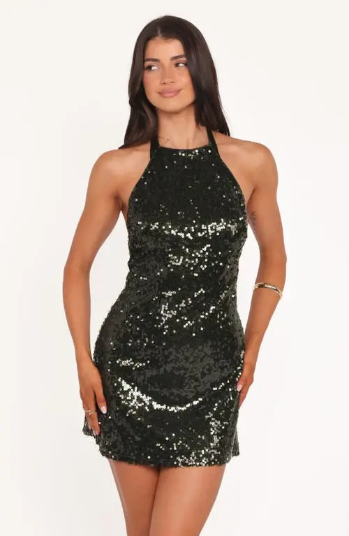 PETAL & PUP Keisha Sequin Halter Minidress