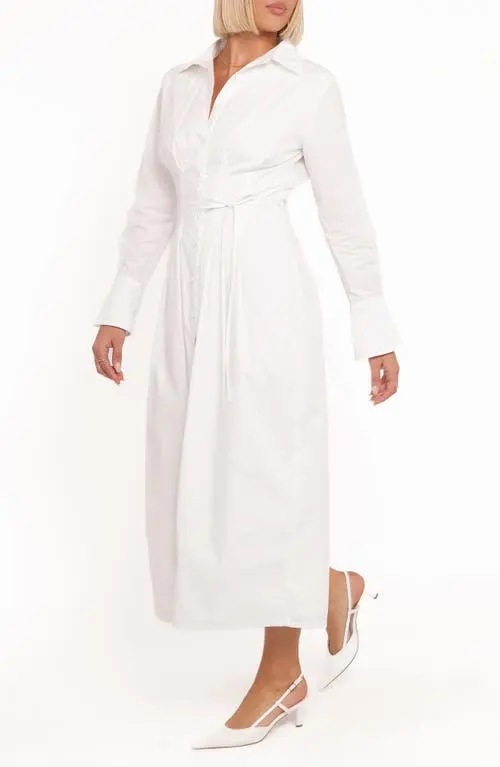 PETAL & PUP Alexander Long Sleeve Cotton Midi Shirt Dress