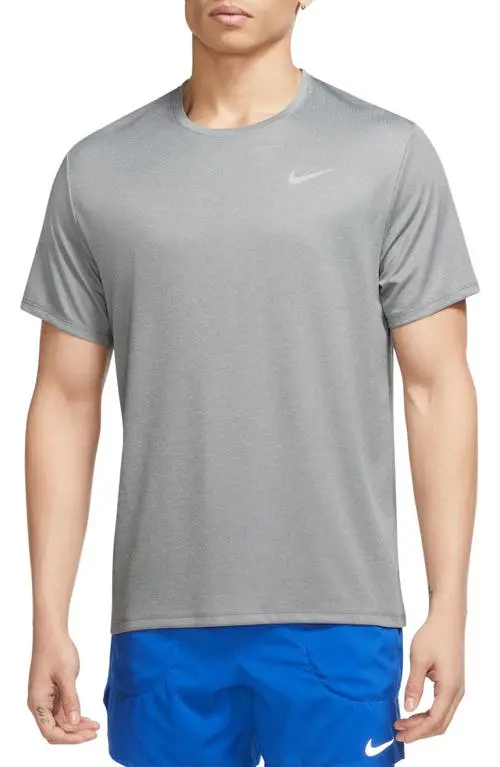 Nike Dri-fit Uv Miler Short Sleeve Running Top - Particle Grey/reflective Silv
