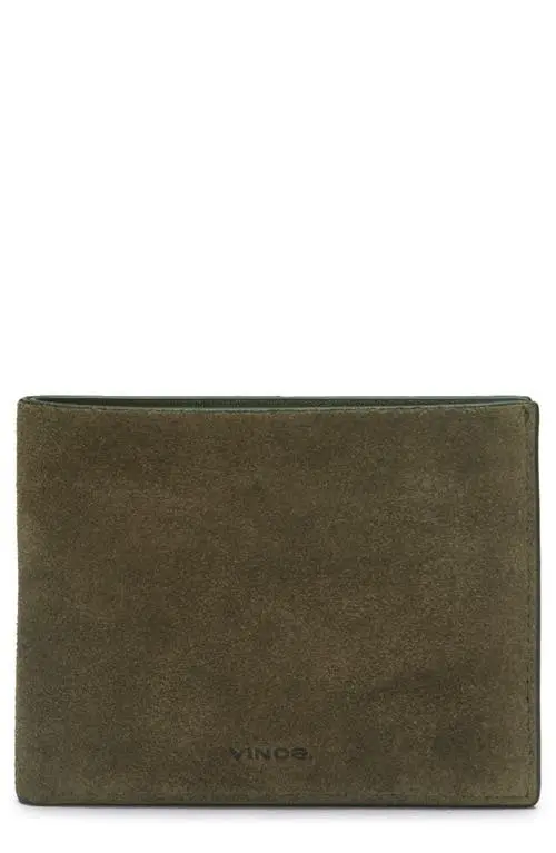 Vince Suede Bifold Wallet - Driver Green