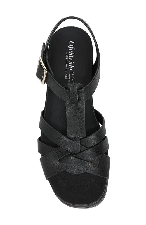 LIFESTRIDE Platform Wedge Sandals - Black
