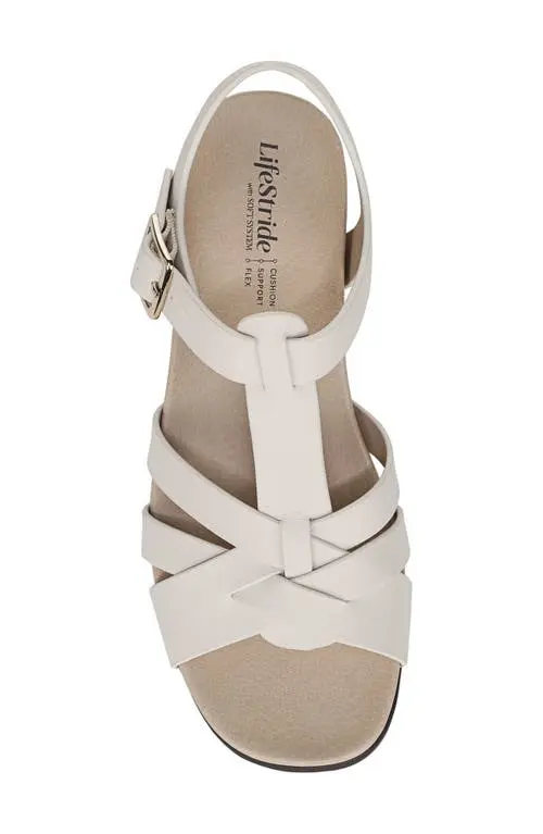 LIFESTRIDE Platform Wedge Sandals - Bone