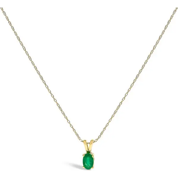 HAUS OF BRILLIANCE 14k Gold Emerald Solitaire Pendant Necklace - Yellow