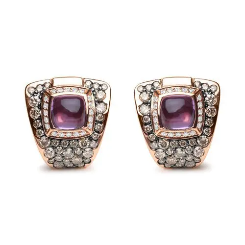 HAUS OF BRILLIANCE 18k Rose Gold Diamond And Amethyst Stud Earrings - Pink