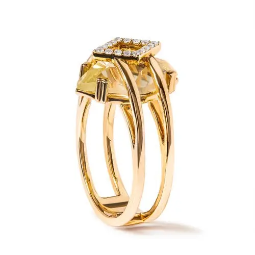 HAUS OF BRILLIANCE 14k Gold Topaz And Diamond Cocktail Ring
