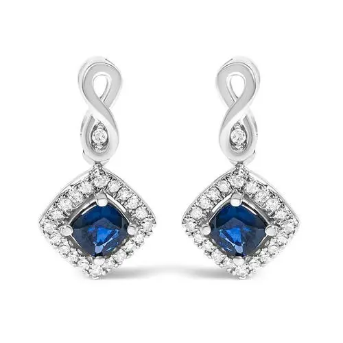 HAUS OF BRILLIANCE 10k Gold Sapphire And Diamond Drop Earrings - White