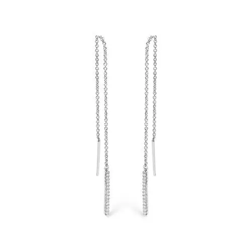 HAUS OF BRILLIANCE 10k Gold 1/10 Cttw Diamond Threader Earrings - White