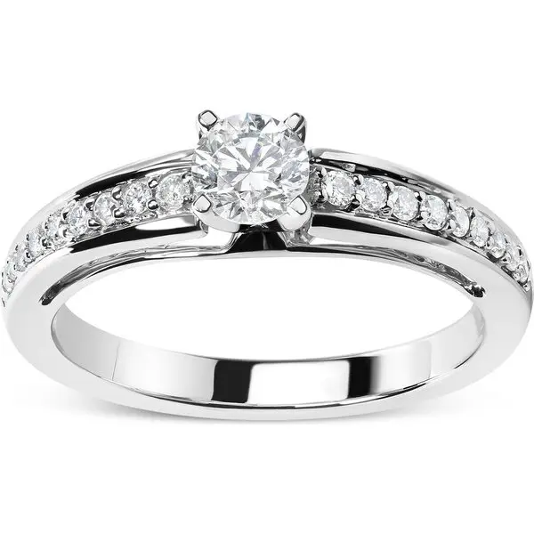 HAUS OF BRILLIANCE 14k Gold 1/2 Cttw Diamond Engagement Ring - White