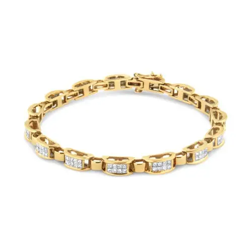 HAUS OF BRILLIANCE 14k Gold 2 1/2 Cttw Princess-cut Diamond Link Bracelet - Yellow