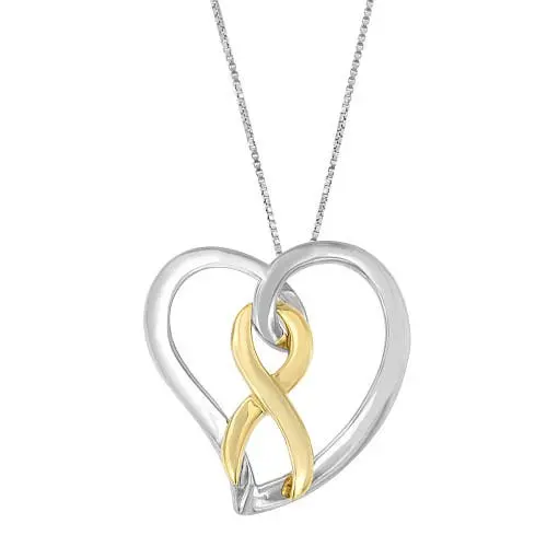HAUS OF BRILLIANCE 14k Gold And Silver Heart Pendant Necklace - Yellow