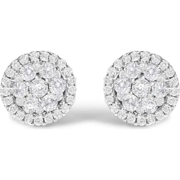 HAUS OF BRILLIANCE 14k Gold 1.0 Cttw Diamond Cluster Stud Earrings - White