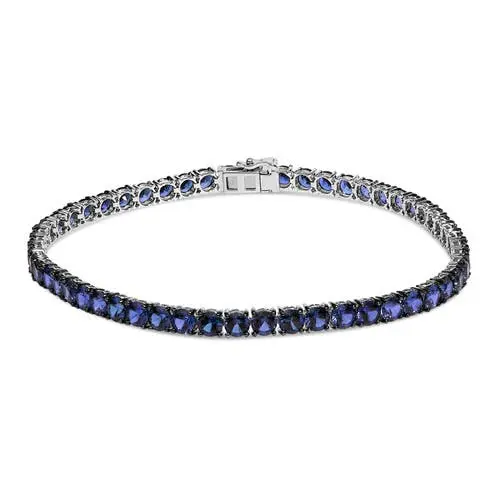 HAUS OF BRILLIANCE 925 Sterling Silver Created Sapphire Tennis Bracelet - White