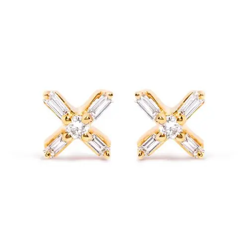 HAUS OF BRILLIANCE 10k Gold 1/10 Ct Diamond Criss Cross Stud Earrings - Yellow