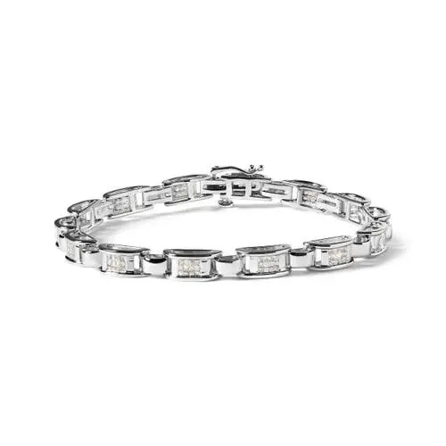 HAUS OF BRILLIANCE 14k Gold 1.00 Cttw Princess-cut Diamond Link Bracelet - White