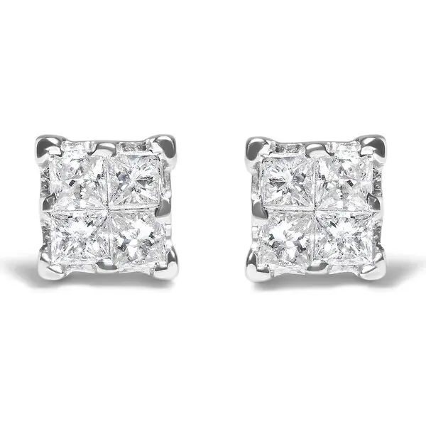 HAUS OF BRILLIANCE Silver 1/4 Ct Diamond Stud Earrings - White