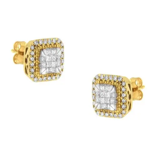 HAUS OF BRILLIANCE 10kt Gold 1/2 Carat Diamond Stud Earrings - Yellow