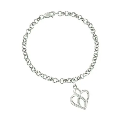 HAUS OF BRILLIANCE Sterling Silver Open Heart Infinity Charm Bracelet - White