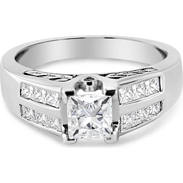 HAUS OF BRILLIANCE 14k Gold 1 1/4 Cttw Princess Cut Diamond Ring - White