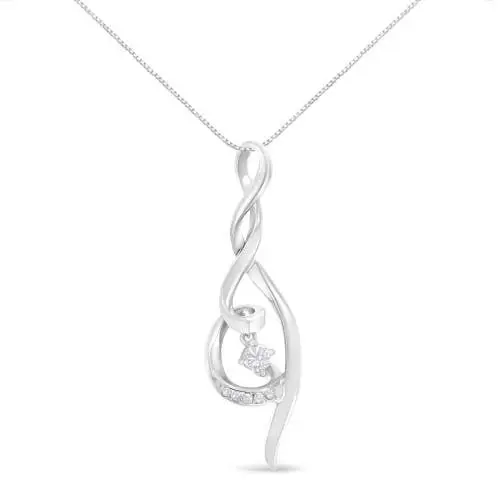 HAUS OF BRILLIANCE Espira 10k Gold Diamond Swirl Pendant Necklace - White
