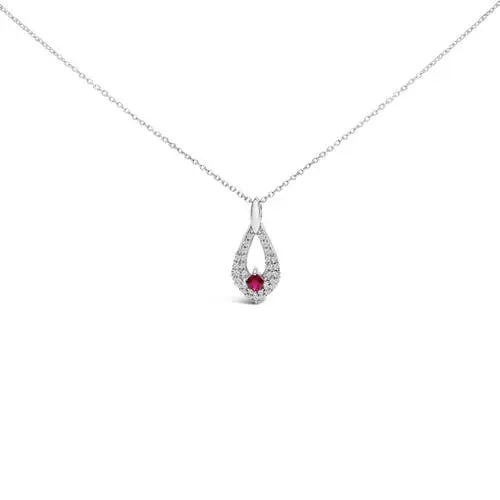 HAUS OF BRILLIANCE Silver Lab-created Ruby And Sapphire Pendant Necklace - White