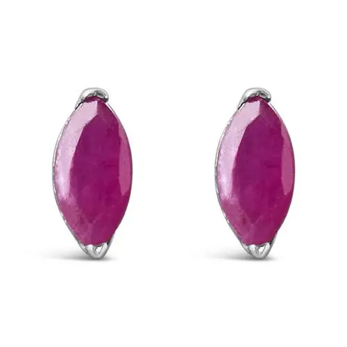HAUS OF BRILLIANCE 925 Sterling Silver 1/2 Cttw Created Ruby Stud Earrings - White