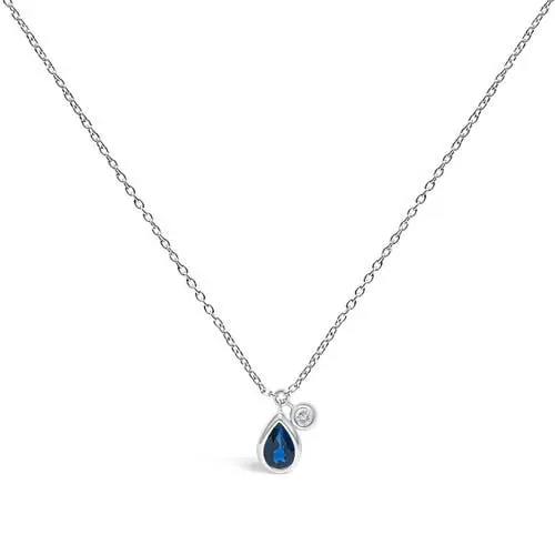 HAUS OF BRILLIANCE 14k Gold Pear Sapphire And Diamond Pendant Necklace - White