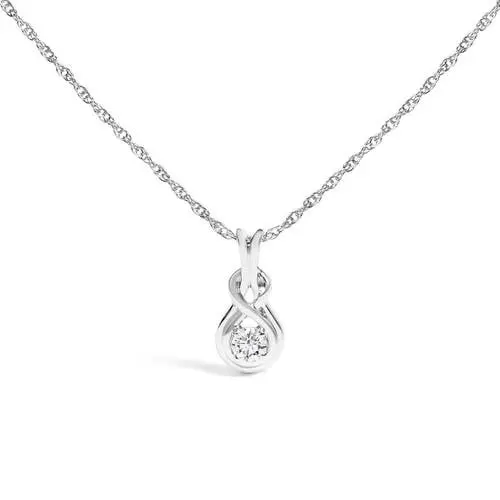 HAUS OF BRILLIANCE Silver 1/10 Cttw Lab Grown Diamond Love Knot Pendant Necklace - White