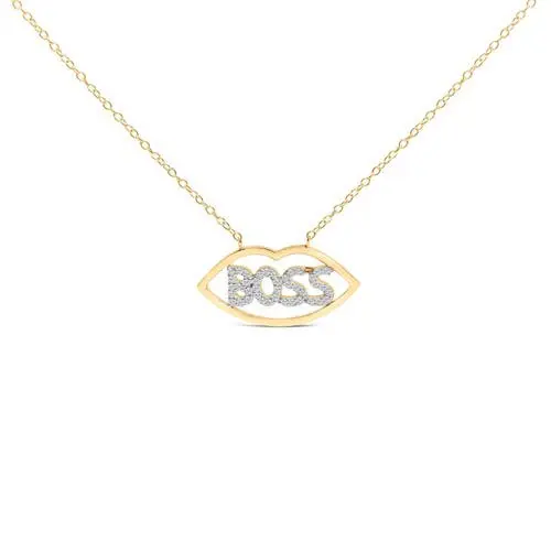 HAUS OF BRILLIANCE 14k Gold Plated Silver 1/4 Cttw Diamond "boss" Pendant Necklace - Yellow