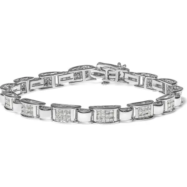 HAUS OF BRILLIANCE 14k Gold 2.00 Cttw Princess Diamond Link Bracelet - White
