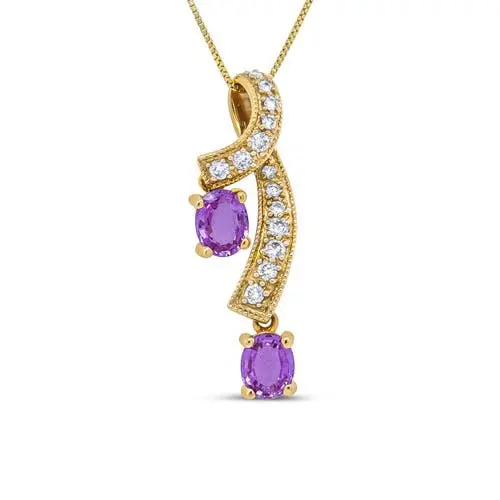 HAUS OF BRILLIANCE 14k Gold Pink Sapphire And Diamond Pendant Necklace - Yellow