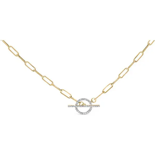 HAUS OF BRILLIANCE 14kt Gold Diamond Paperclip Link Necklace - Yellow