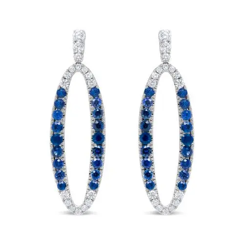 HAUS OF BRILLIANCE 18k Gold Diamond & Sapphire Dangle Earrings - White