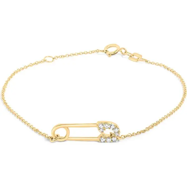 HAUS OF BRILLIANCE 10k Gold Diamond Paperclip Charm Link Bracelet - Yellow
