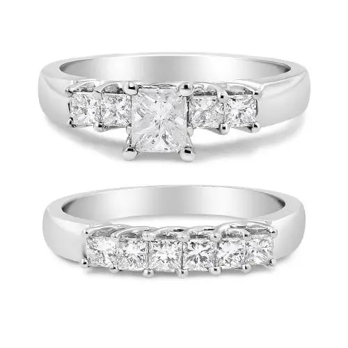 HAUS OF BRILLIANCE 14k Gold 1 1/2 Cttw Diamond Engagement Wedding Ring Set - White