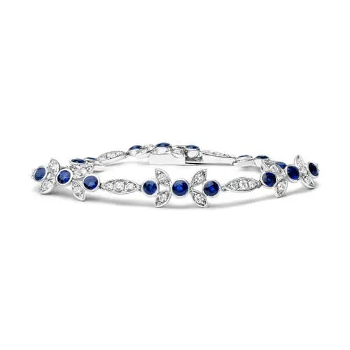 HAUS OF BRILLIANCE 18k Gold Diamond And Sapphire Link Bracelet - White