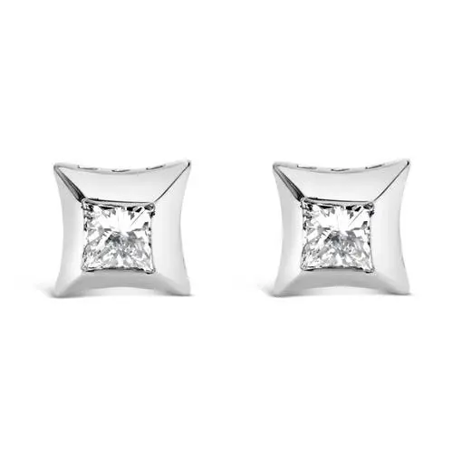 HAUS OF BRILLIANCE 10k Gold 1/2 Cttw Princess Diamond Stud Earrings - White
